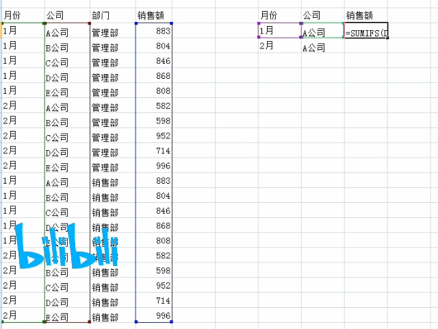 多条件求和公式SUMIFS函数使用方法