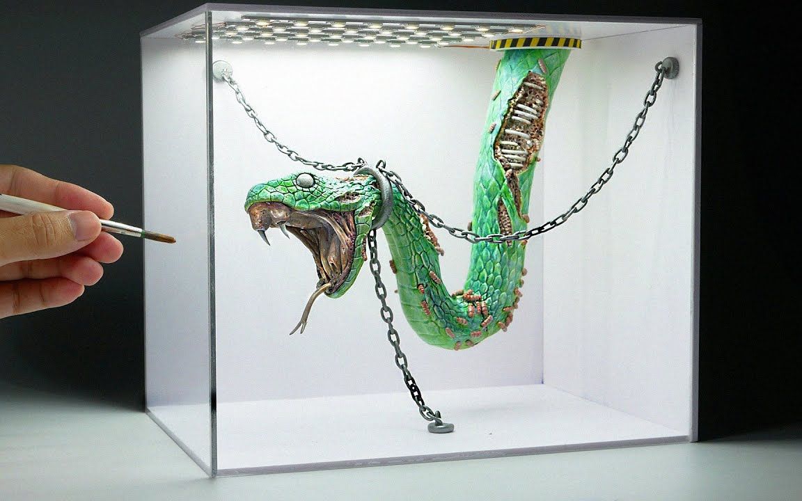 【手工】大佬制作「实验室里的僵尸蛇ߐ�」逼真粘土场景 | 作者:Jack...