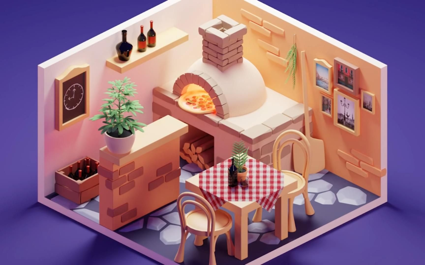 Blender 教程 | 3D比萨店建模视频