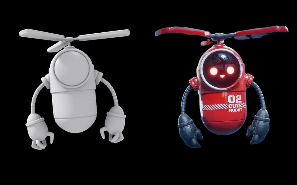 【3dmax建模】小机器人全流程制作,新手场景建模练习简单案例!