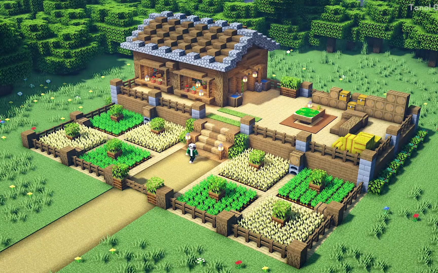 我的世界Minecraft:【如何建造一个巨大的生存农舍】【MC建筑】