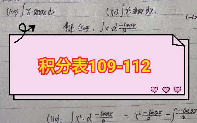 高数微积分:积分表(109)(110)(111)(112)含三角函数的不定积分(分部...
