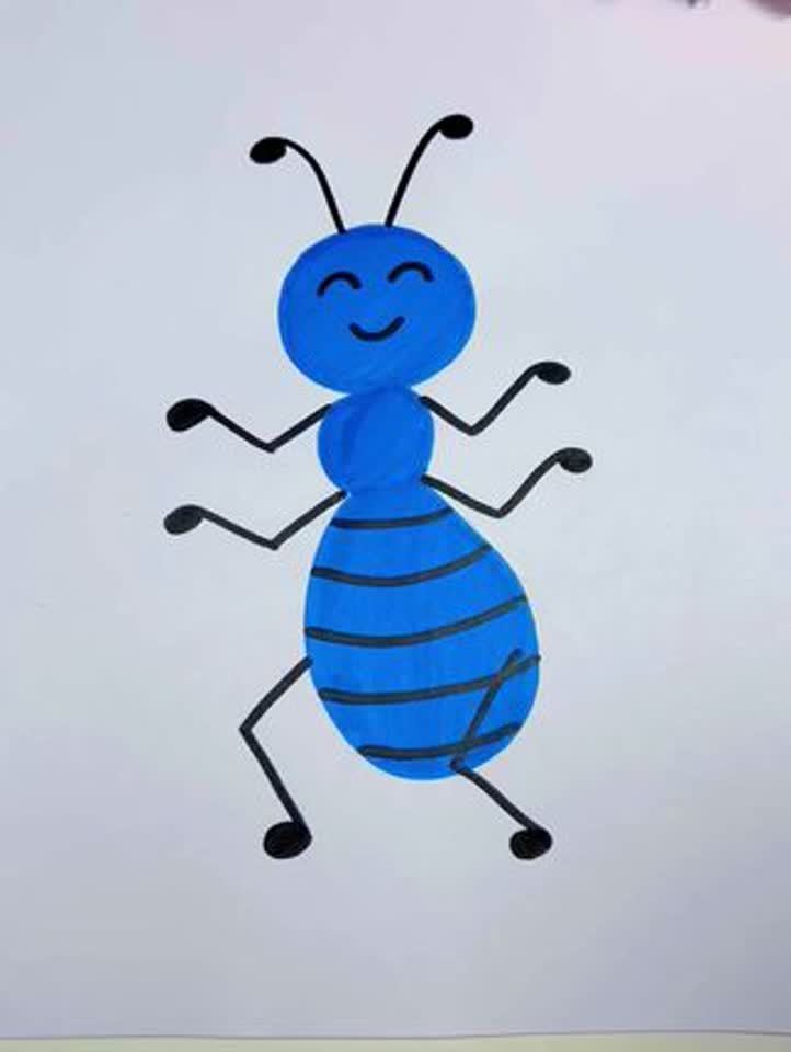 画三个圆就能画可爱的蚂蚁,非常简单#简笔画 #亲子手工 #亲子简笔画 ...