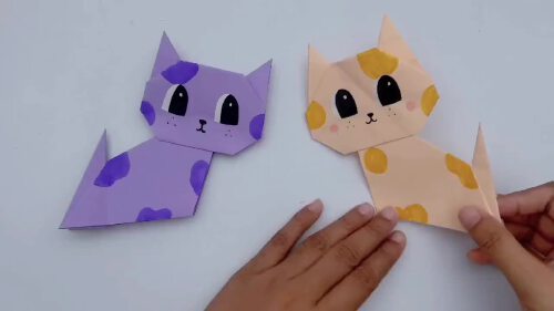 今天我们来制作一只折纸小猫!