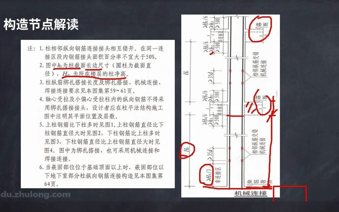 02.62.框架柱纵向筋构造-机械连接P63