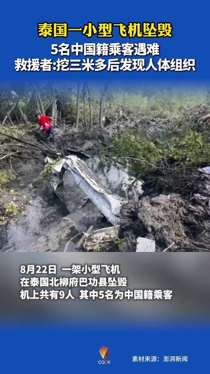 泰国一小型飞机坠毁,5名中国籍乘客遇难救援者:挖三米多后发现人体...
