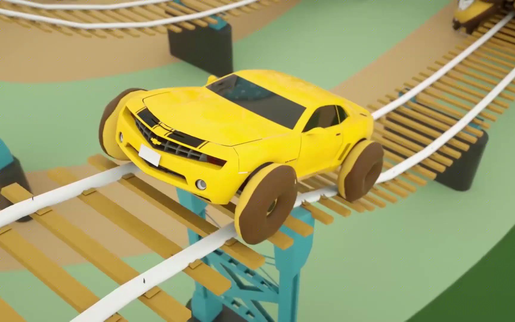 工程车趣味动画:给小车加上甜甜圈变得真好看呀