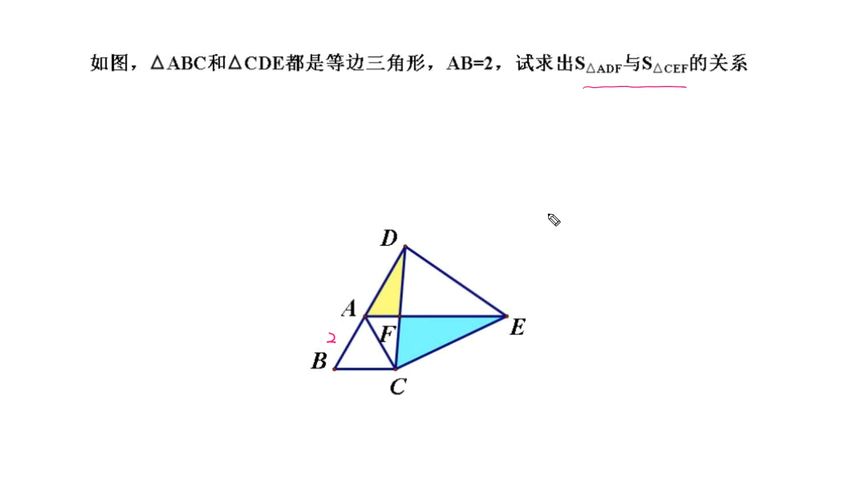 初中数学几何培优:等边三角形共顶点旋转,求两个三角形面积关系