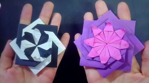 有几何感的组合花折纸详细教程