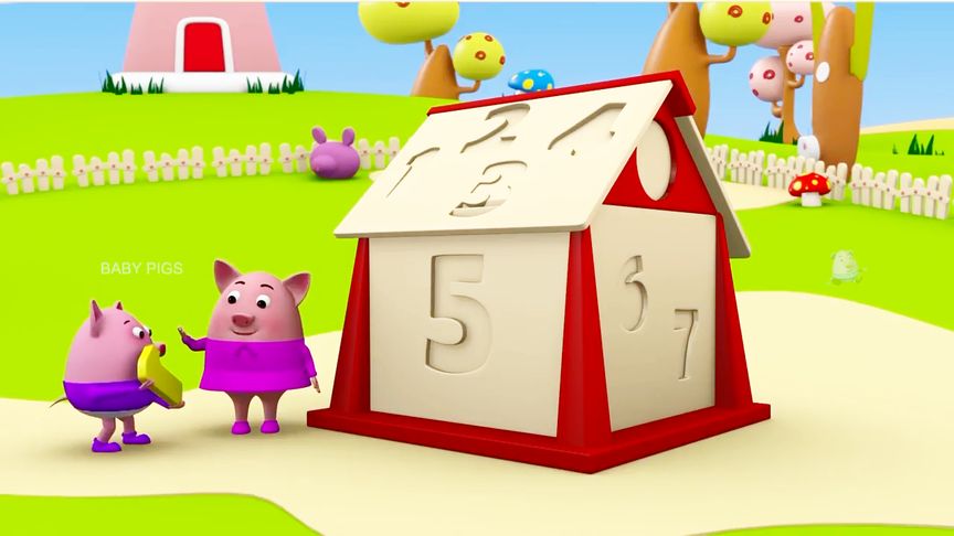 益智动画,和3d卡通猪宝宝一起学简单数字