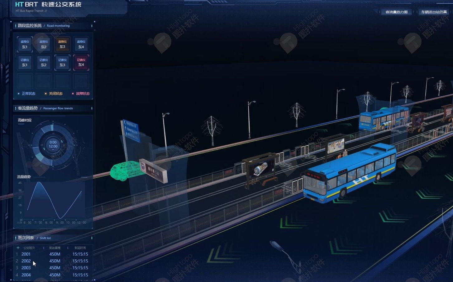 BRT 智慧公交 三维仿真 3D 可视化管理系统_图扑软件