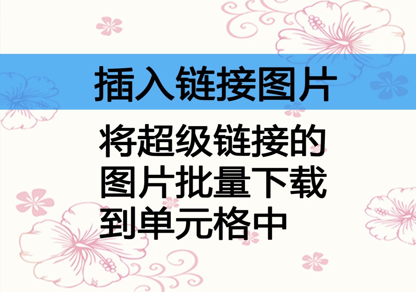将超链接的图片地址转换成图片插入到单元格,Excel和WPS通用
