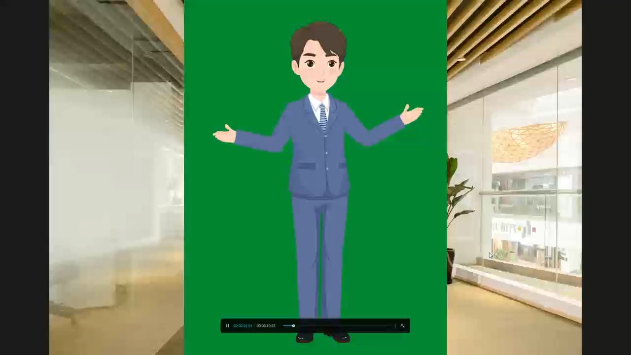 原创商务男士卡通形象素材老师形象剪映中如何去除绿幕背景