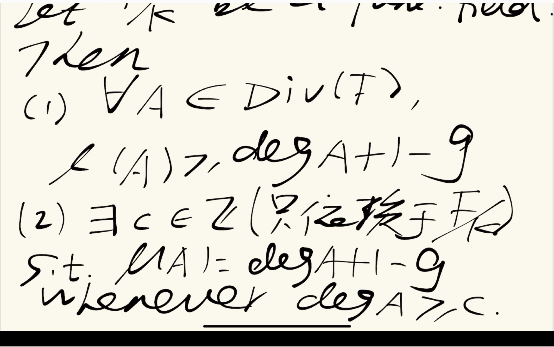 对于genus 为g 的单变量代数函数域F/K ,我们有Riemann定理。