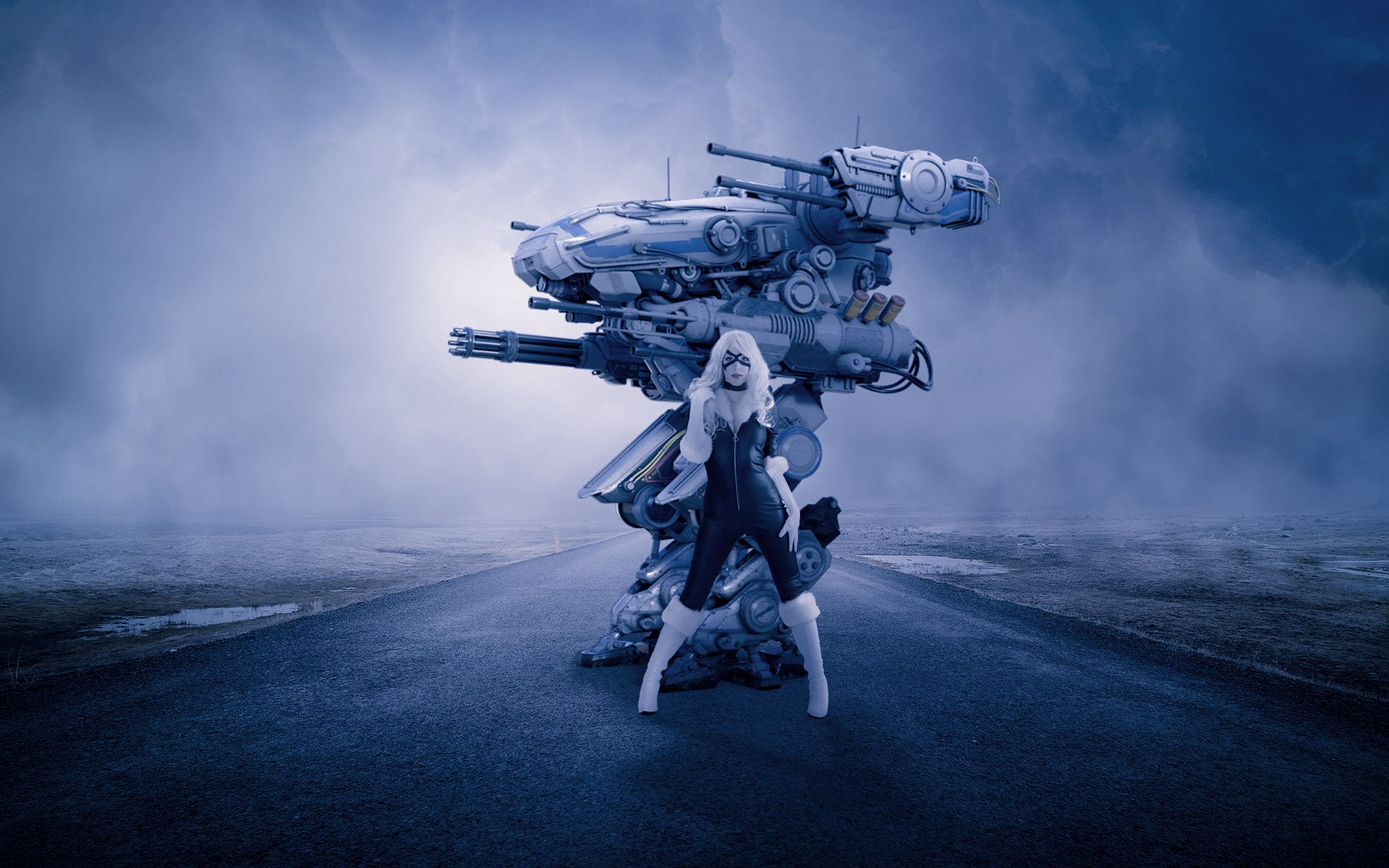 Photoshop操作,PS图片合成,PS作品未来女战士