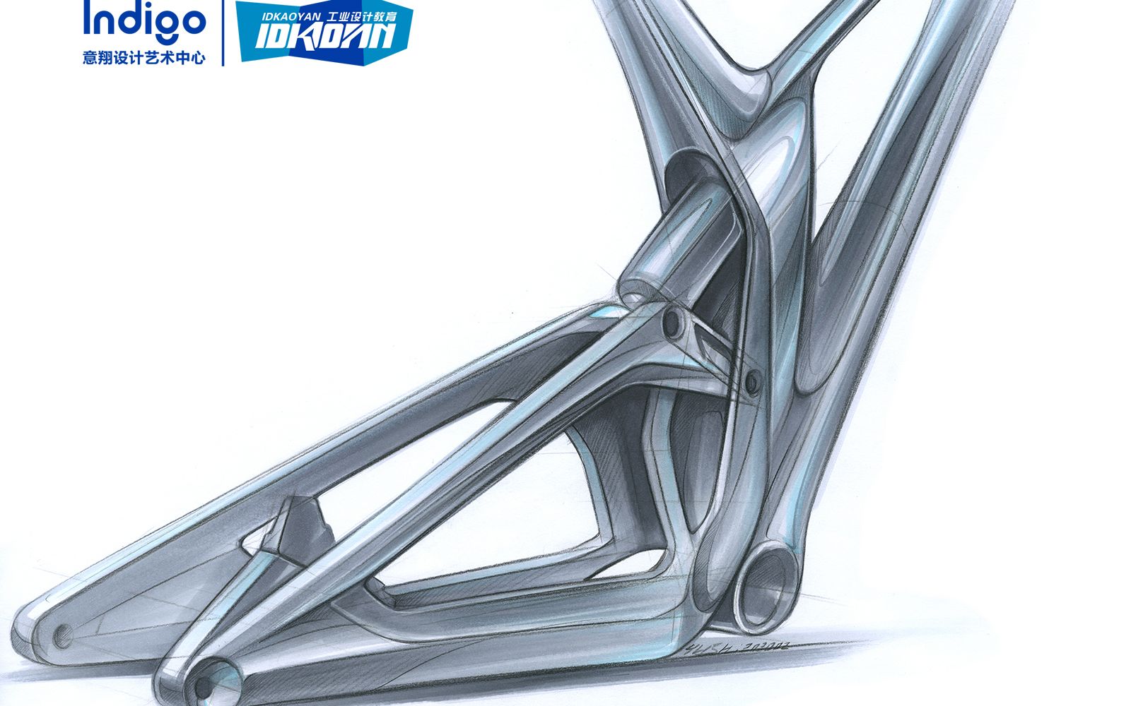 自行车结构设计马克笔效果图(工业设计考研、留学、就业适合)——...