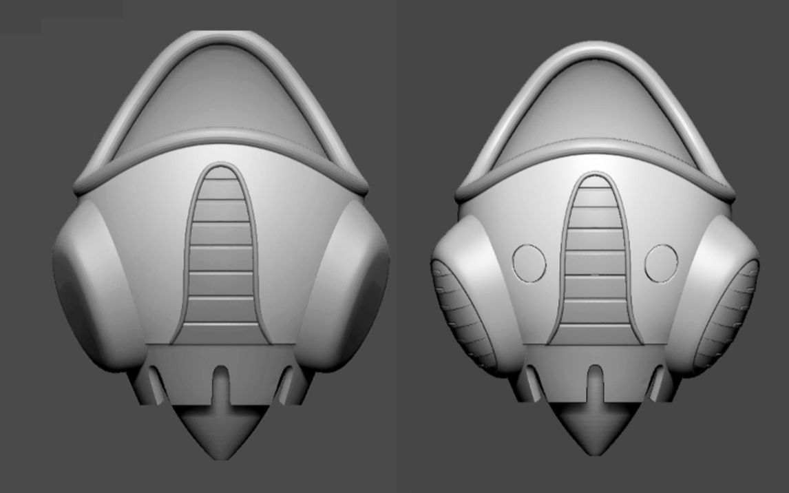 【zbrush道具建模】零基础雕刻简单硬表面道具-飞船,新手入门案例教学