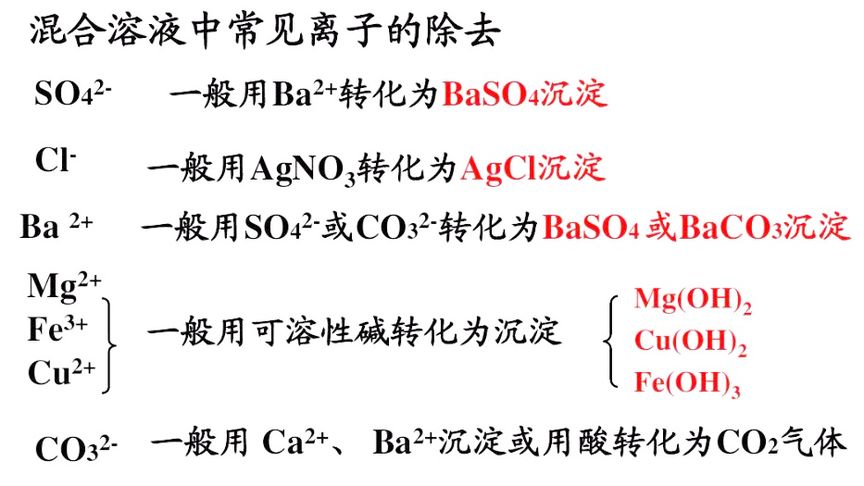 初中化学混合溶液中常见的离子除去,物质分离要掌握正确的方法!