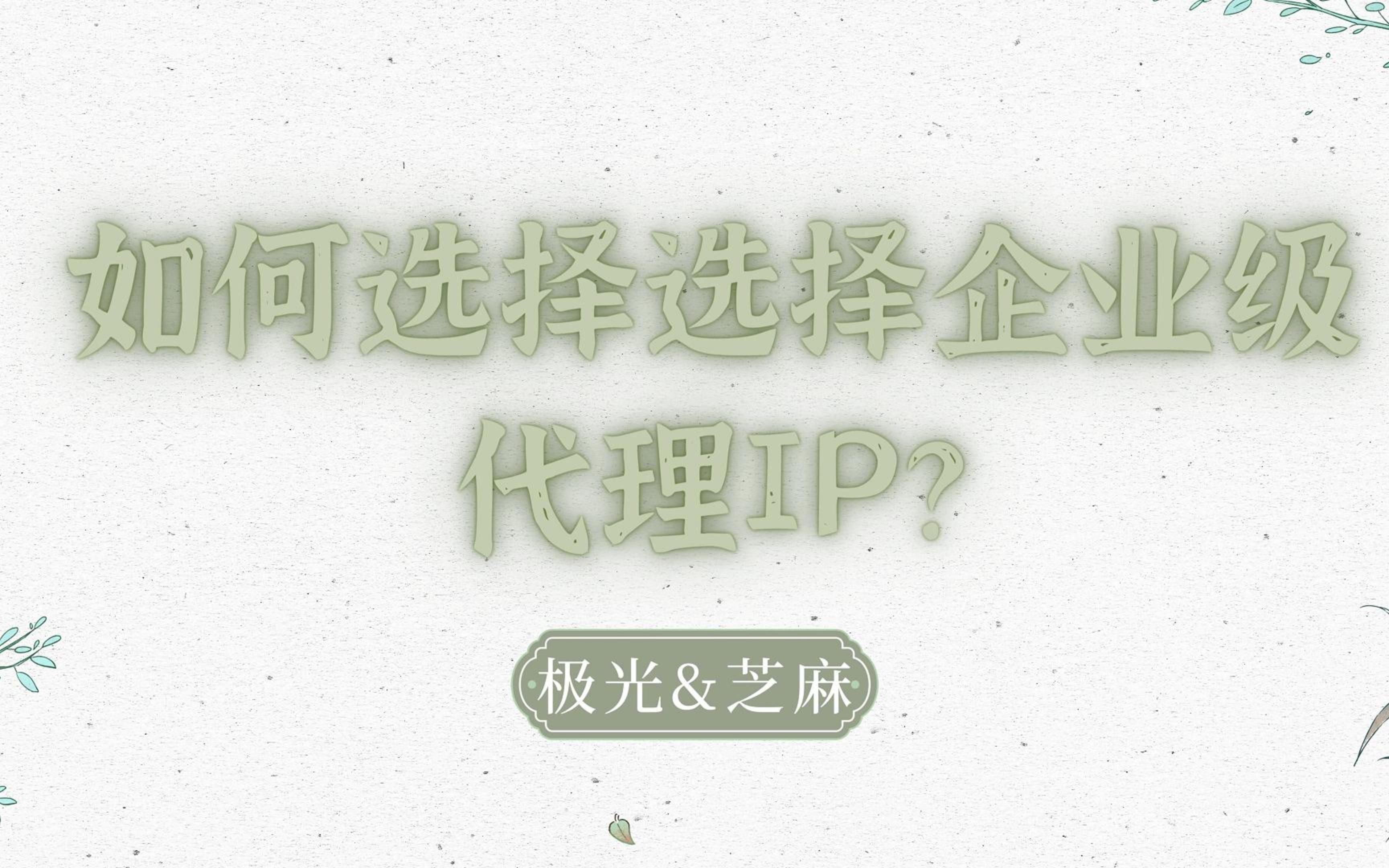如何选择企业级代理ip?