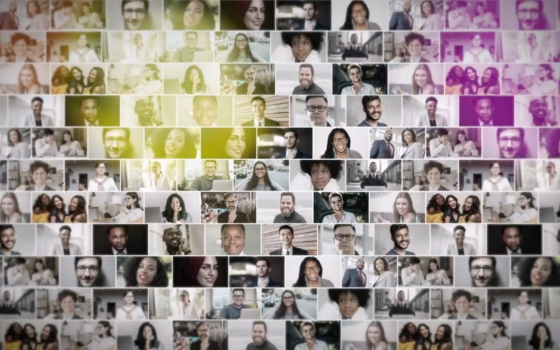 AE模板-公司优秀员工介绍视频多照片汇聚背景墙特效的动态LOGO...