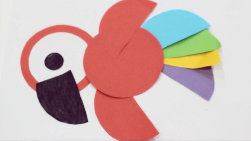 儿童图形拼贴画手工制作 可爱小鸟拼贴画