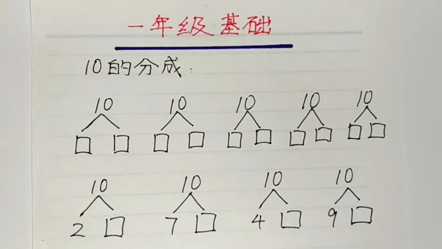 新一年级 10的分成相对于比较难记,我们可以这样记,接受快