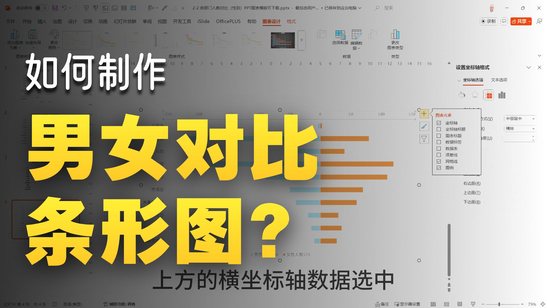 各部门男女人数对比的数据图表,如何用制作