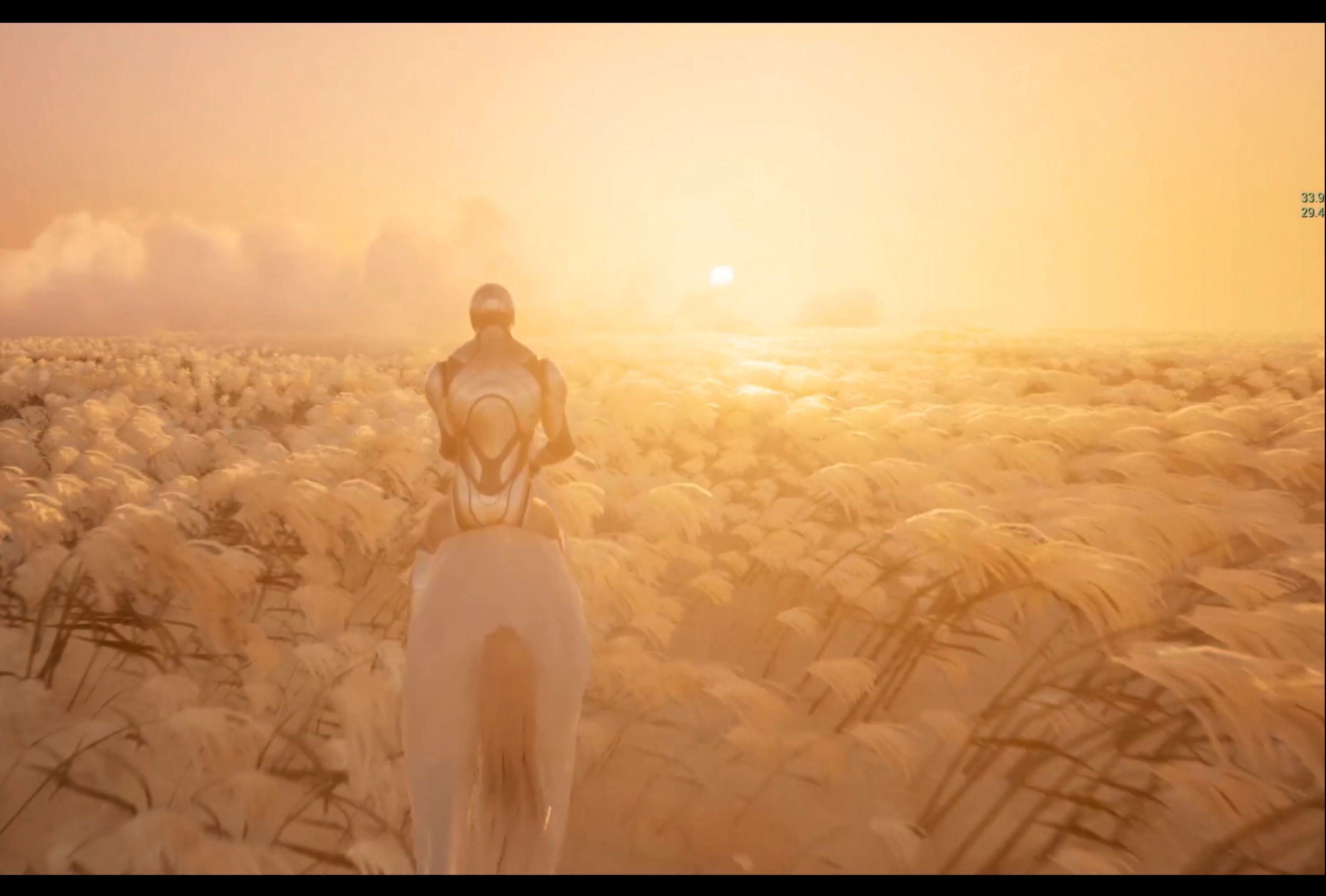 虚幻引擎5 芦苇中骑马的小白人 植被交互技术演示 对马岛之魂