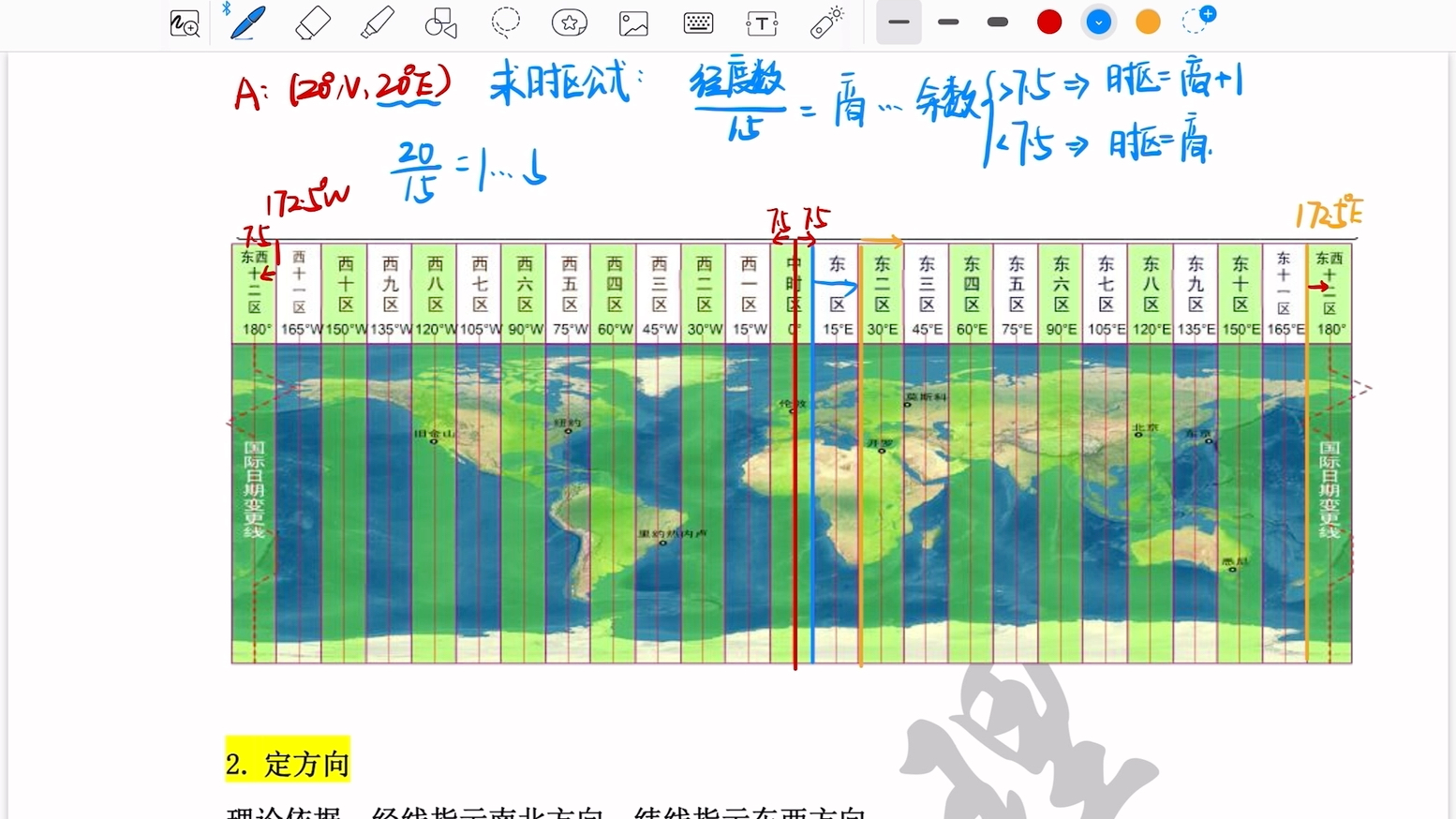 经纬网的应用1(定位置、定方向)