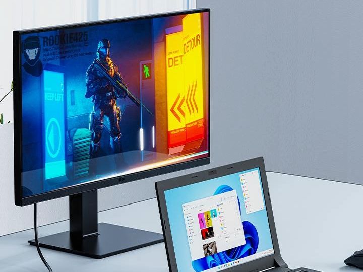 笔记本外接显示器,独显直连,笔记本HDMI2.1连接显示器DP1.4,打游戏...