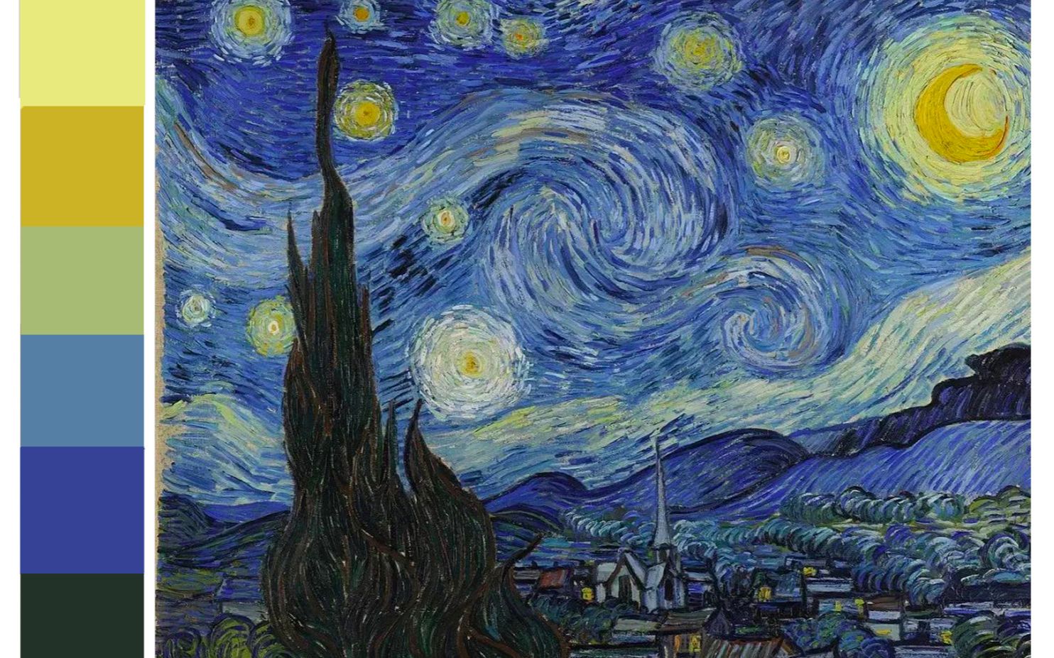 9梵高-《星月夜》设计配色美学