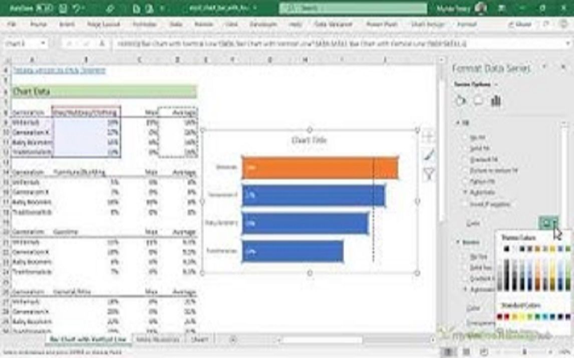 【Excel】带垂直线的Excel条形图