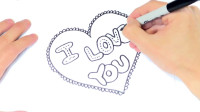 儿童简笔画;如何画我爱你画我爱你