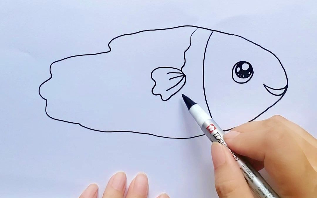 丑鱼简笔画,儿童学画画,幼儿启蒙画画