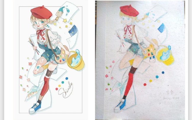 【自定义画本封面】临摹有所改动,使用水溶性彩铅上色