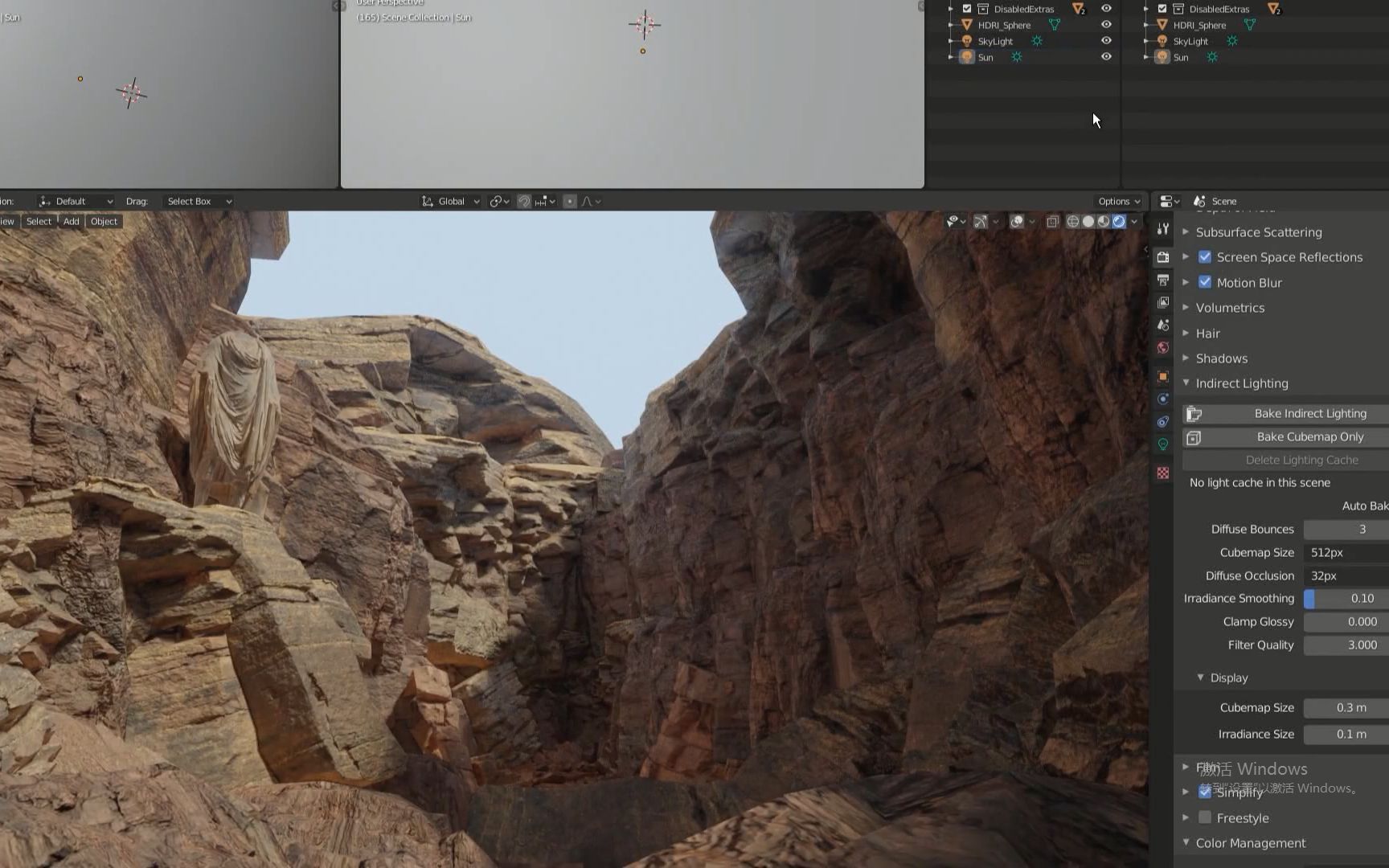 (Blender)UE5 demo资产测试Eevee实时全局光照 (SSGI)