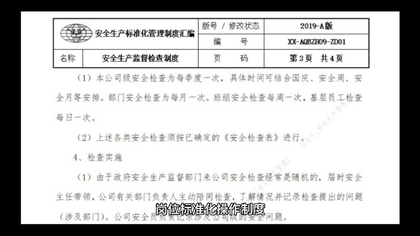 岗位标准化操作制度
