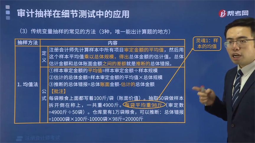 帮考网注会考试孙超凡老师详细介绍传统变量抽样有哪些常见方法?