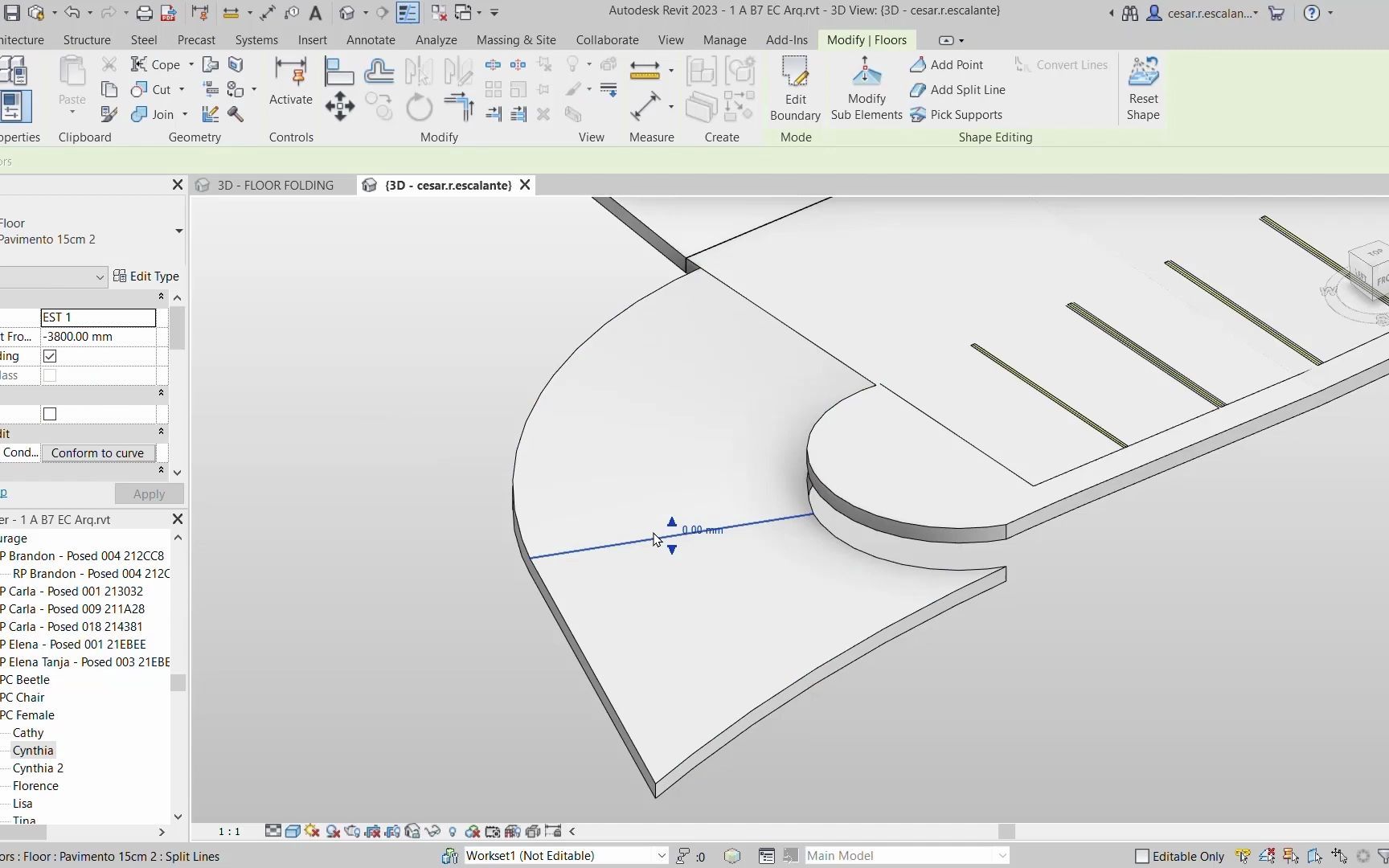 Revit 2023 楼板折叠线和分割线
