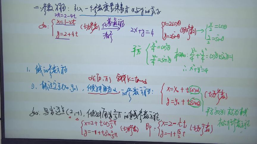 参数方程的理解,直线的参数方程。