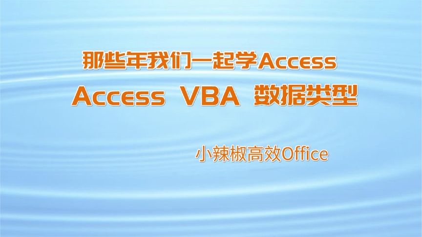 Access VBA数据类型必学基础教程
