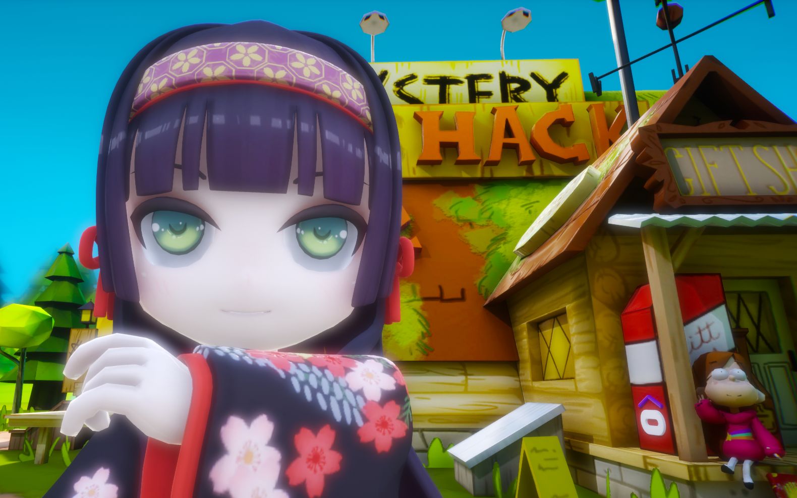 UE4虚幻4 原创可爱森林房屋日本少女卡通人物3D模型游戏场景包MAX