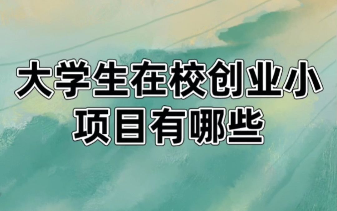 大学生在校创业的小项目有哪些