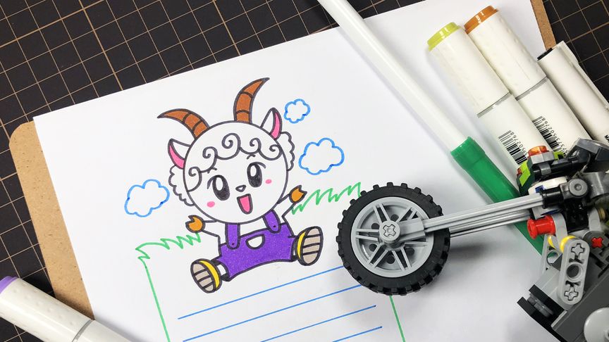 十二生肖手抄报边框——未羊,画出一只可爱的小羊