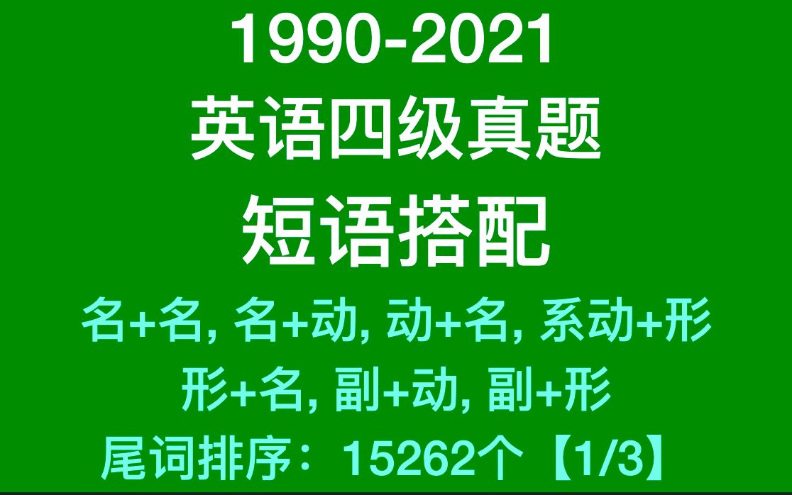 1990-2021英语四级真题:短语搭配【尾词排序1/3】