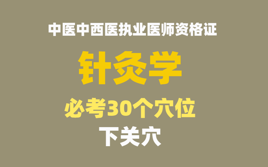 针灸学必考30个穴位-下关穴 南静毓