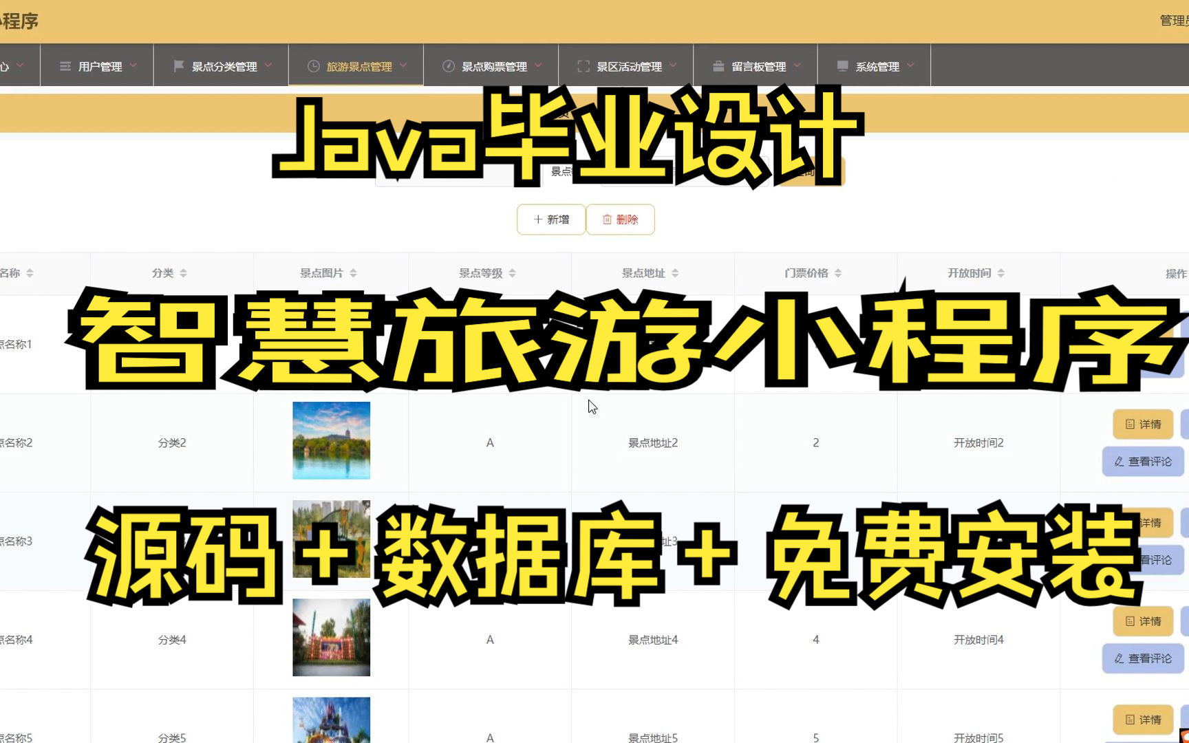 基于微信小程序+SSM+MySQL的智慧旅游小程序(附论文)