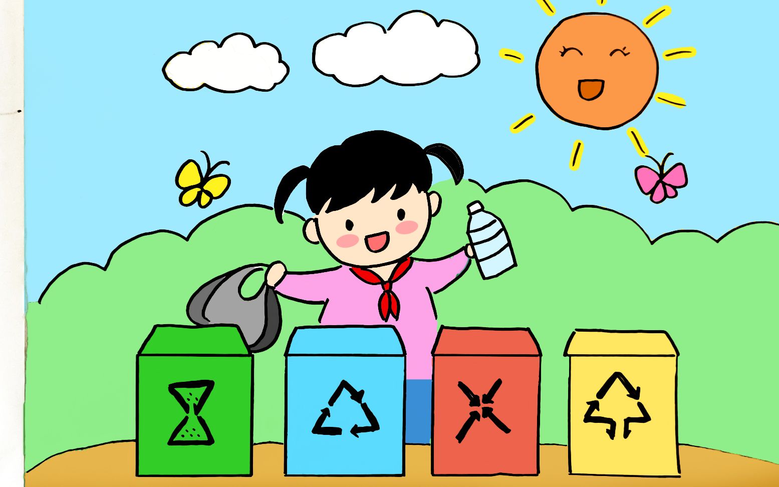 垃圾分类简笔画,简单又漂亮,垃圾分类,文明同行!
