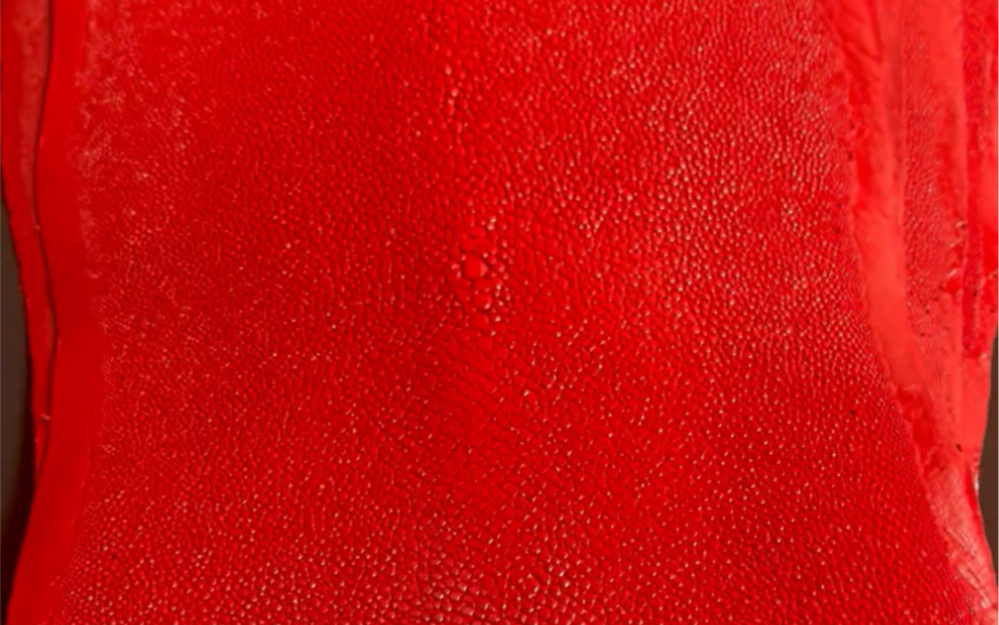 大红色珍珠鱼皮 未磨珠的珍珠鱼皮