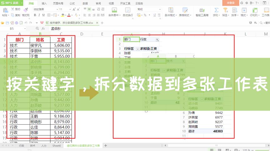 妙用透视表,按关键字,拆分总表到多张明细表,也就这么简单!